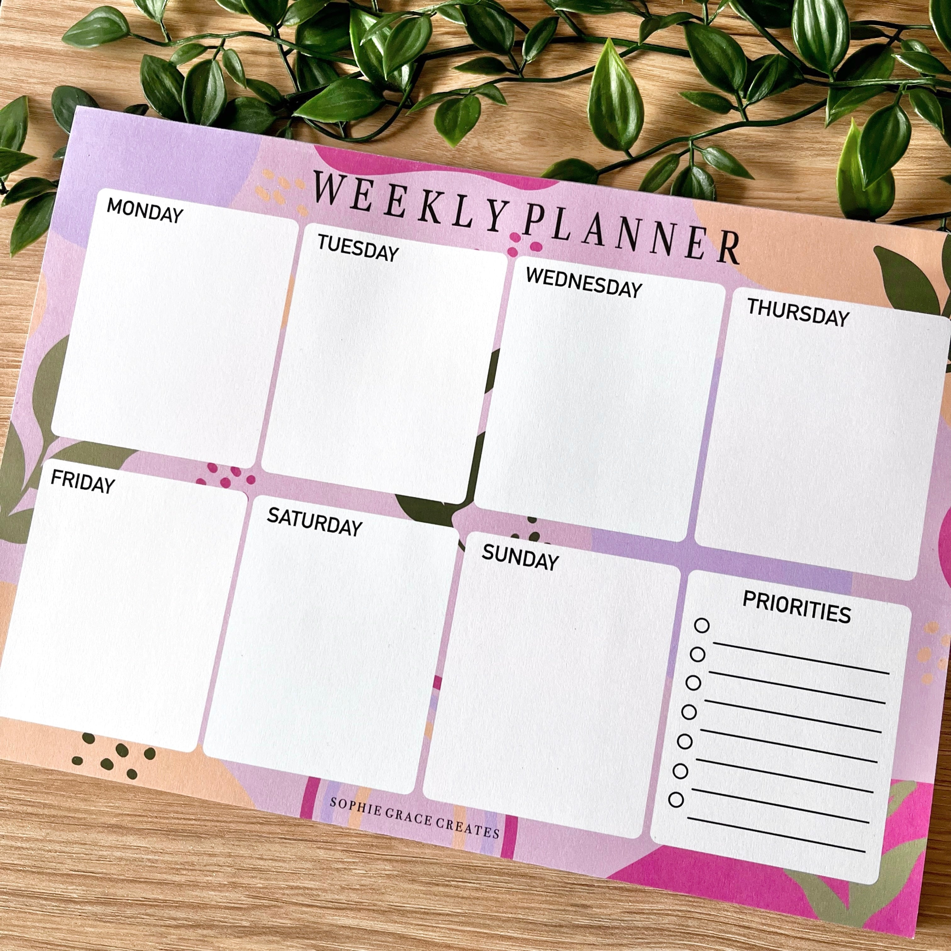 A4 Sunset Boho Weekly Planner – Sophie Grace Creates