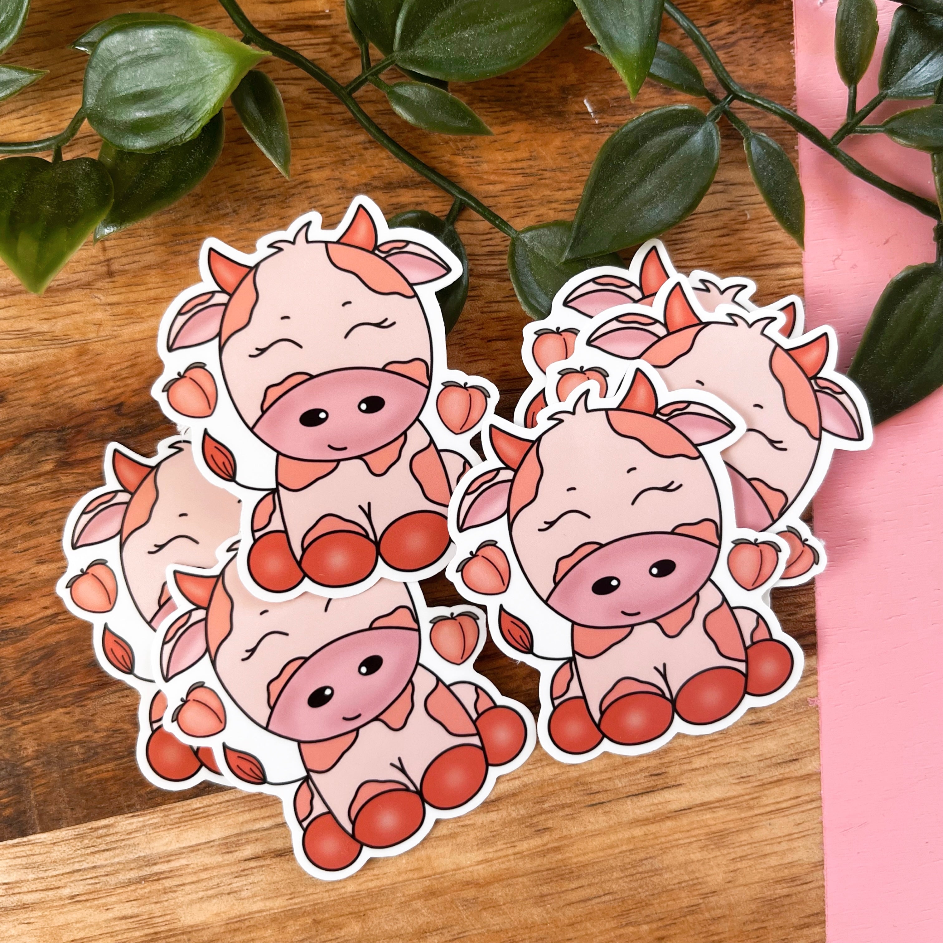 Peach Cow Vinyl Sticker – Sophie Grace Creates